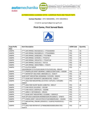 Sampa - Automechanika Clearance Offer - Germangulf.com