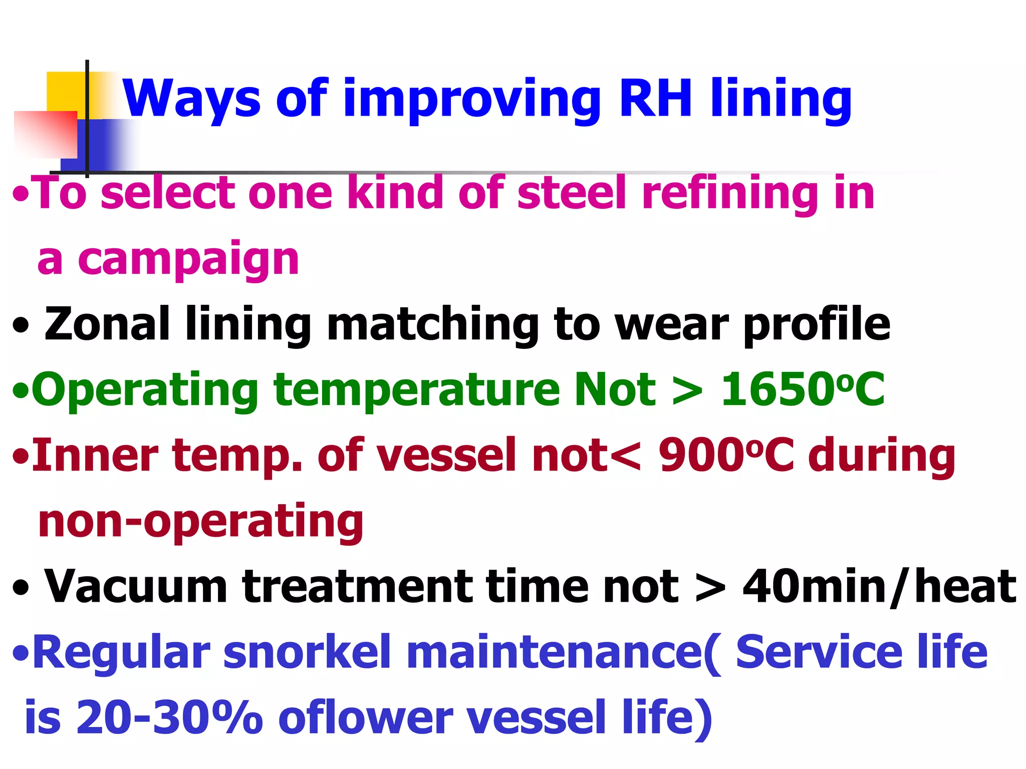 Refractories and Operation of RH and RH-OB Process | PPTX