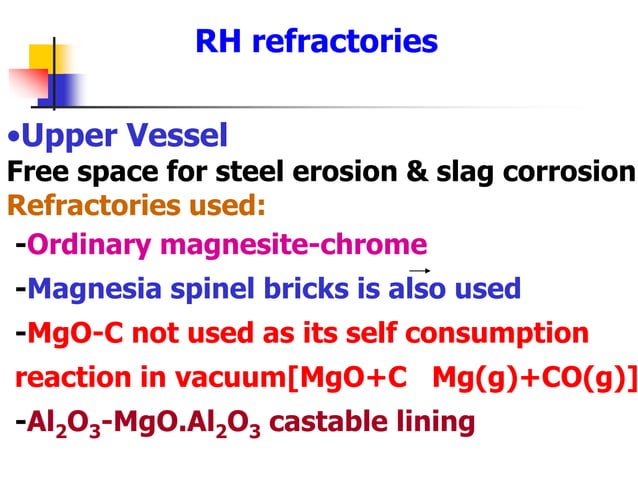 Refractories and Operation of RH and RH-OB Process | PPTX