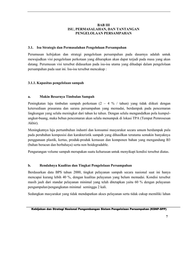 Kebijakan dan strategi persampahan | PDF