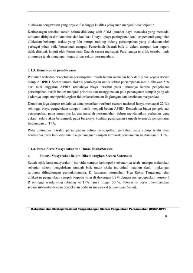 Kebijakan dan strategi persampahan | PDF