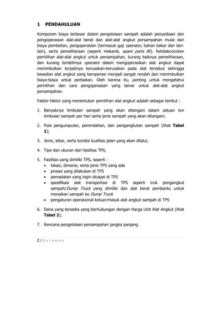 Pemilihan alat angkat dan alat berat persampahan | PDF