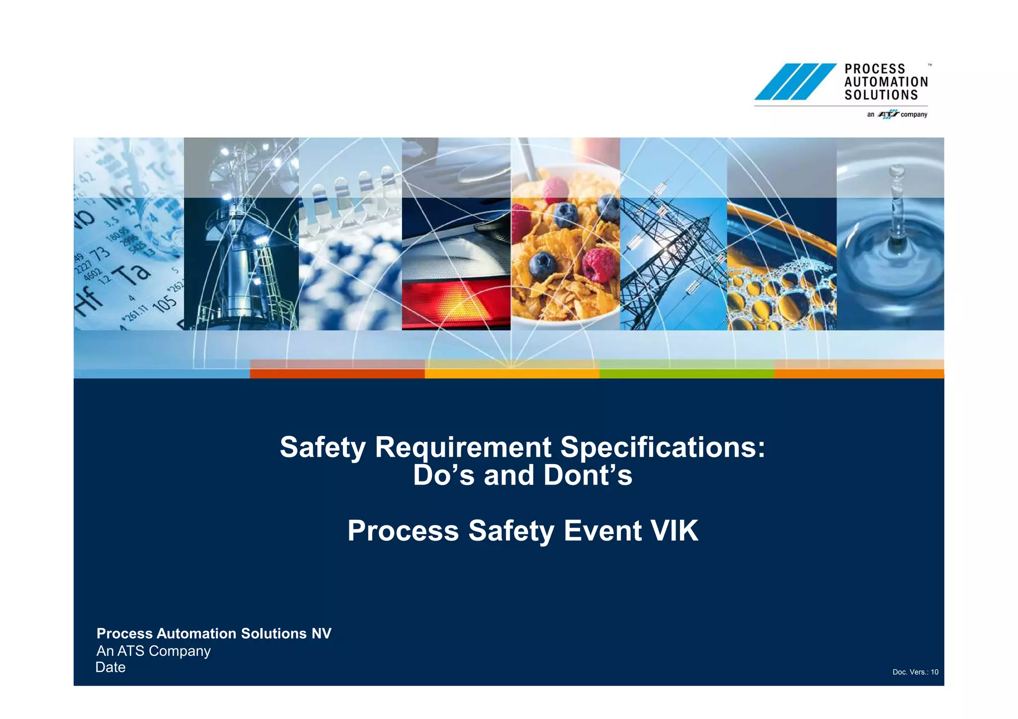 SIL in the practice: Safety requirements specifications: do's and dont ...