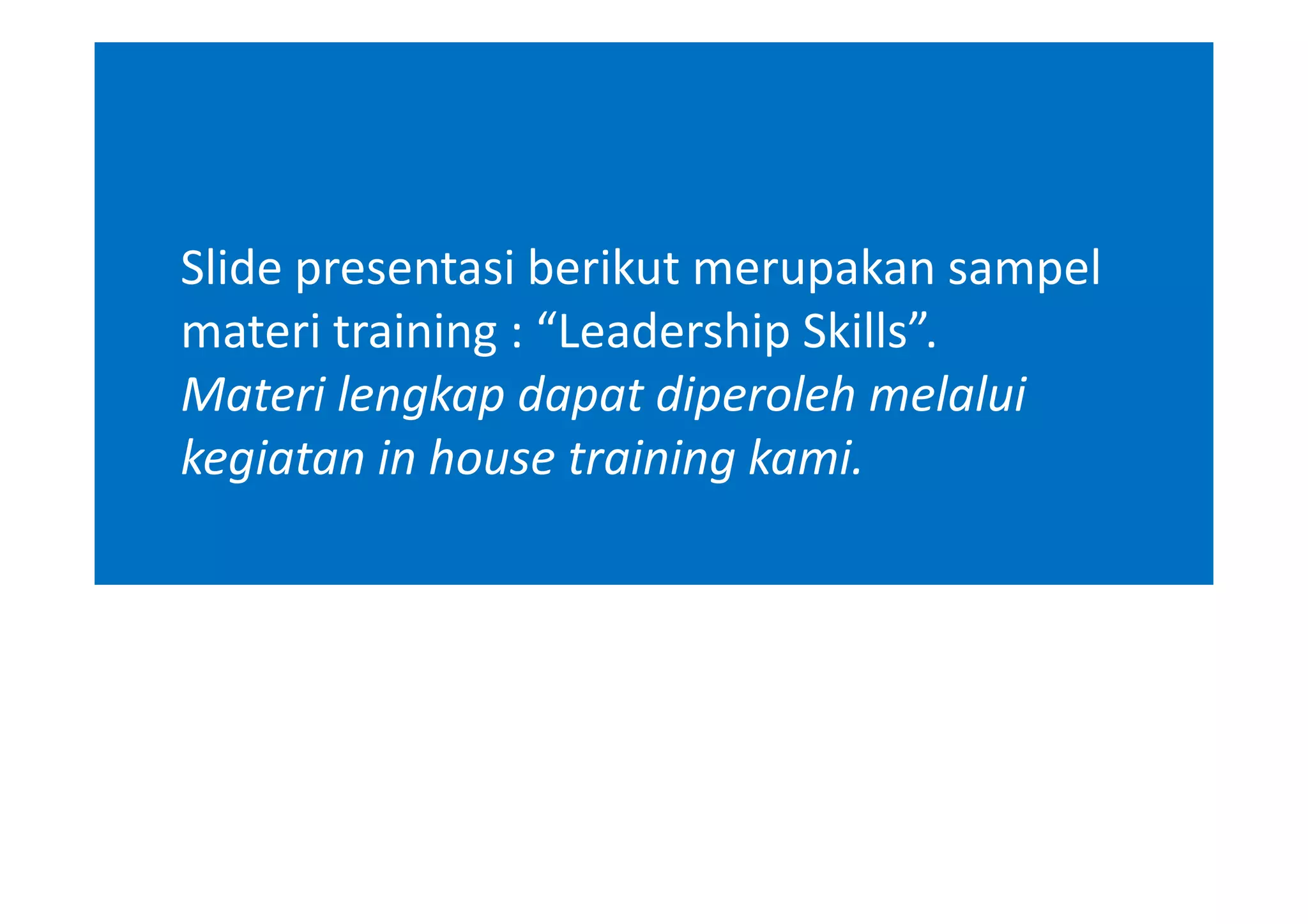 Materi Training Leadership Skills | PDF