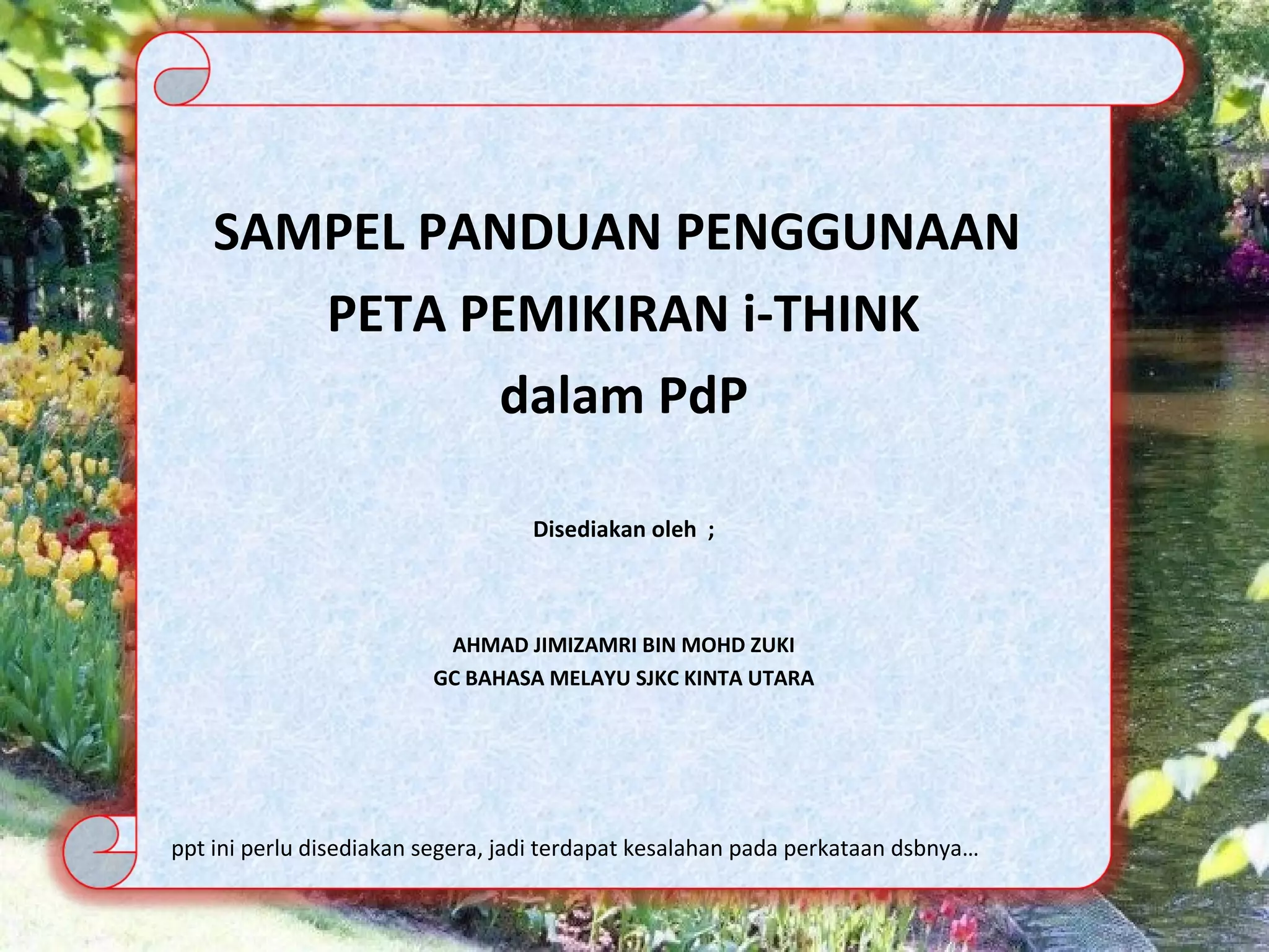 Sampel penggunaan peta pemikiran i think dlm pdp | PPT
