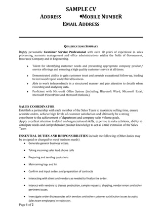 Sample CV | PDF