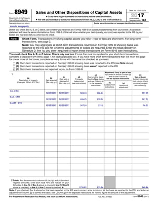 Sample 8949 Document BearTax | PDF