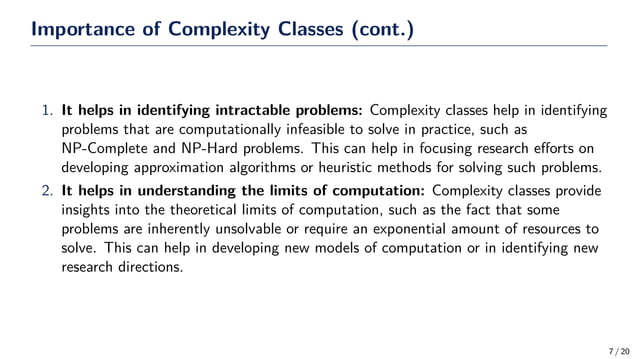 Complexity Class of Algorithm for Beginner | PPT