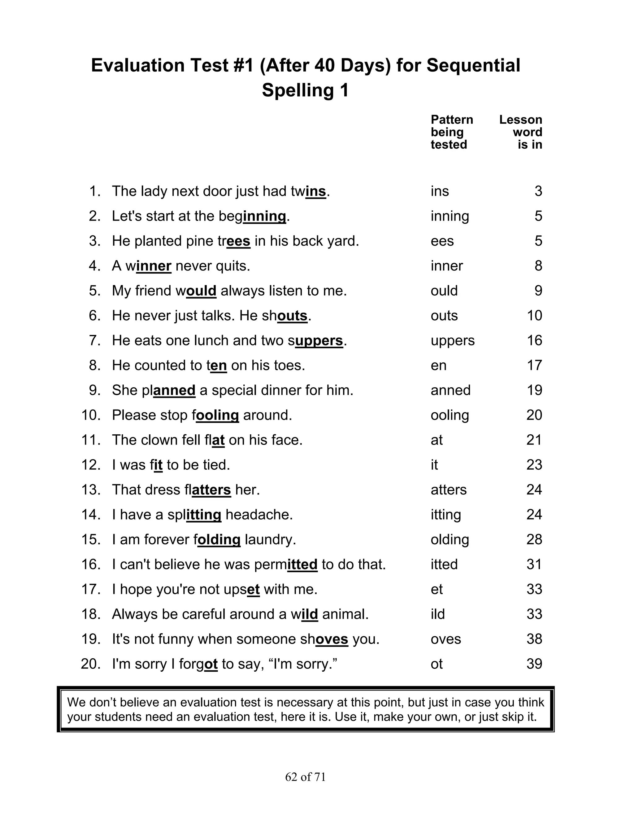 Sample 301-sequential-spelling-1-evaluation-tests | PDF
