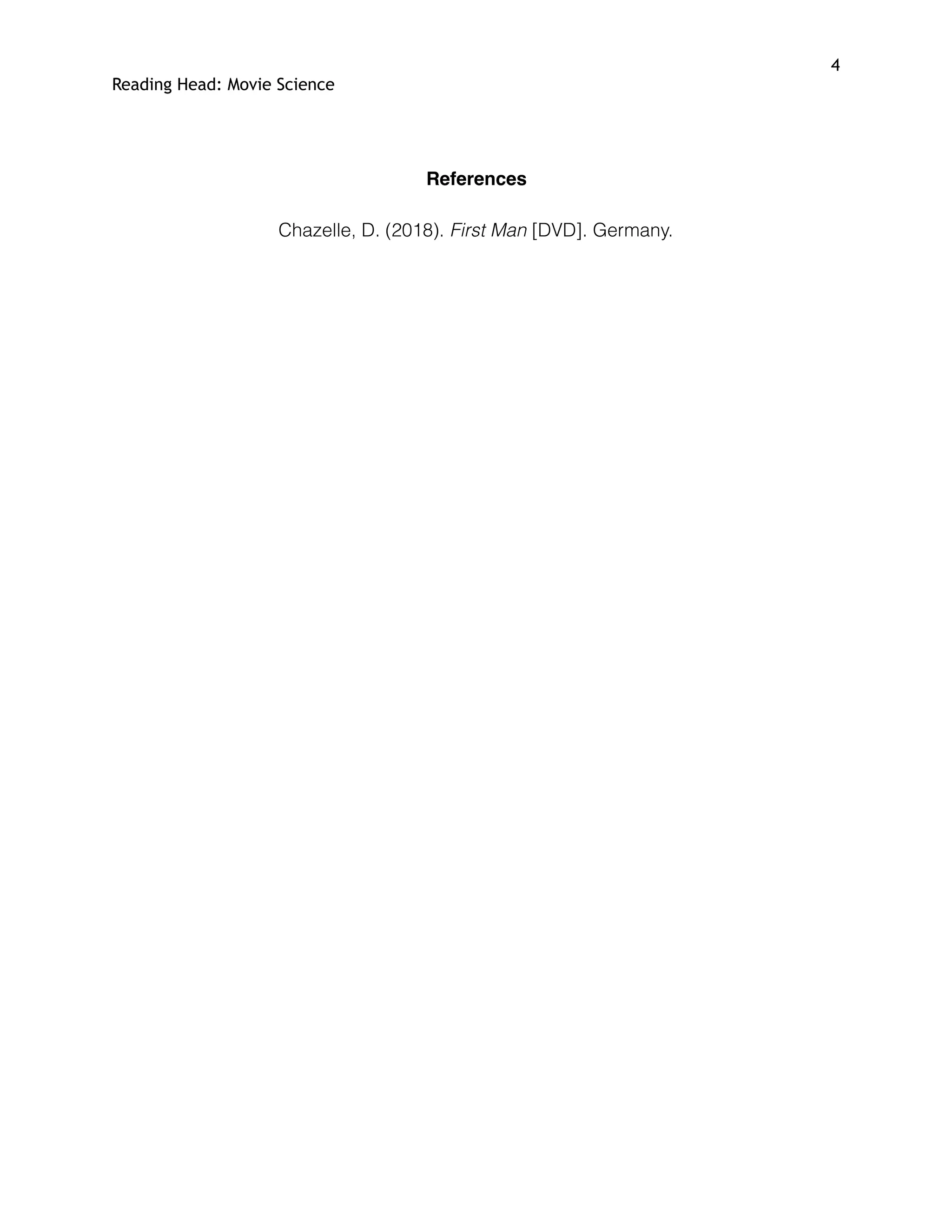 Reaction Paper Sample APA on the movie First man by Damien Chazelle by ...