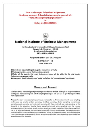 Sample assignments of two year mba program | PDF