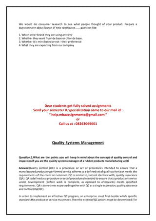 Sample assignments of two year mba program | PDF