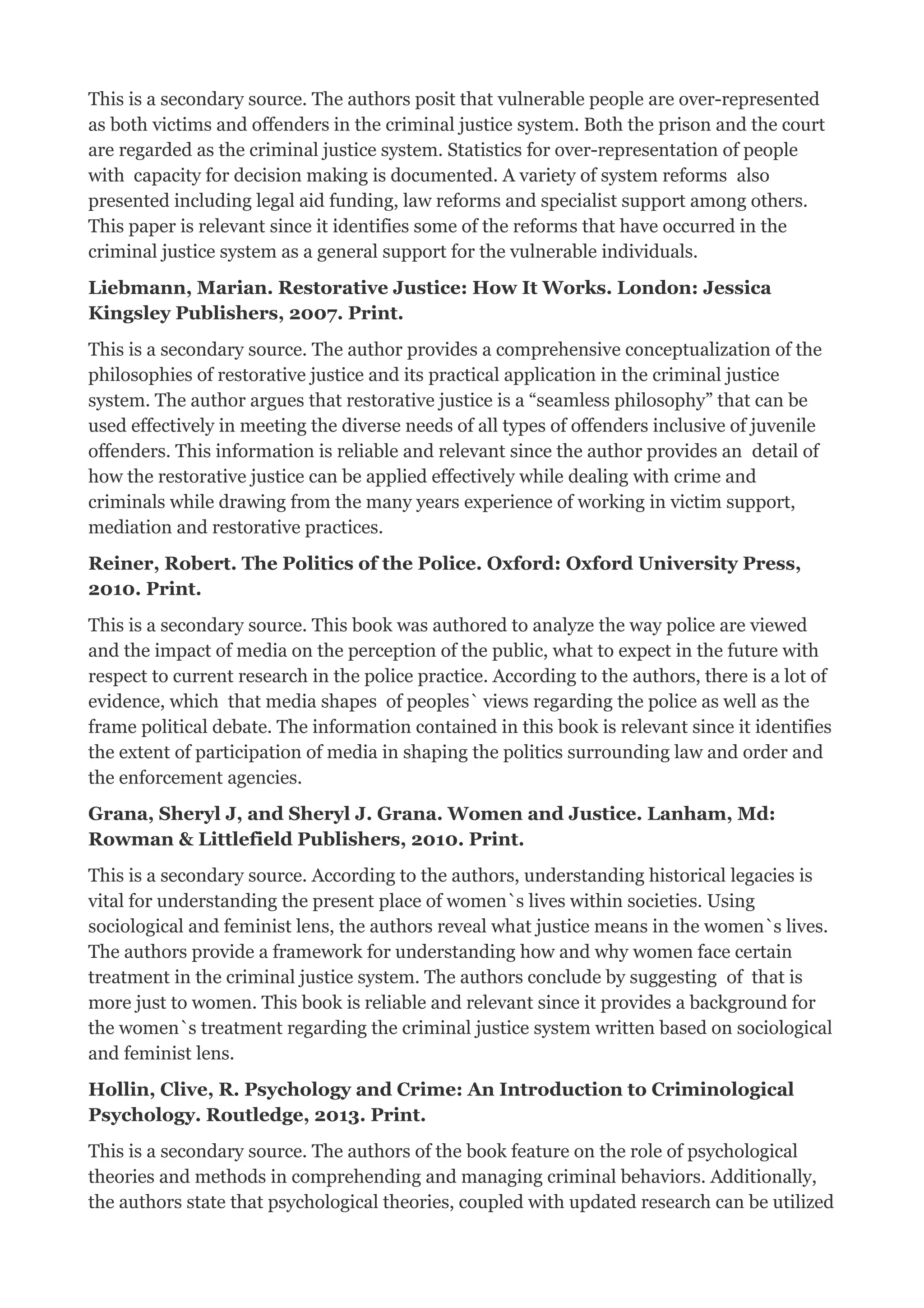 Sample Bibliography on Criminal Theory | PDF