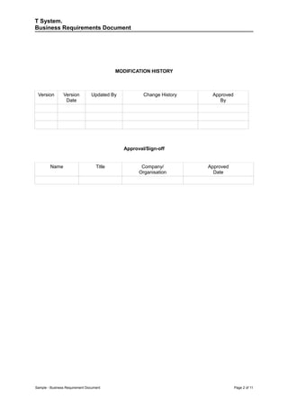 Sample Business Requirement Document | PDF