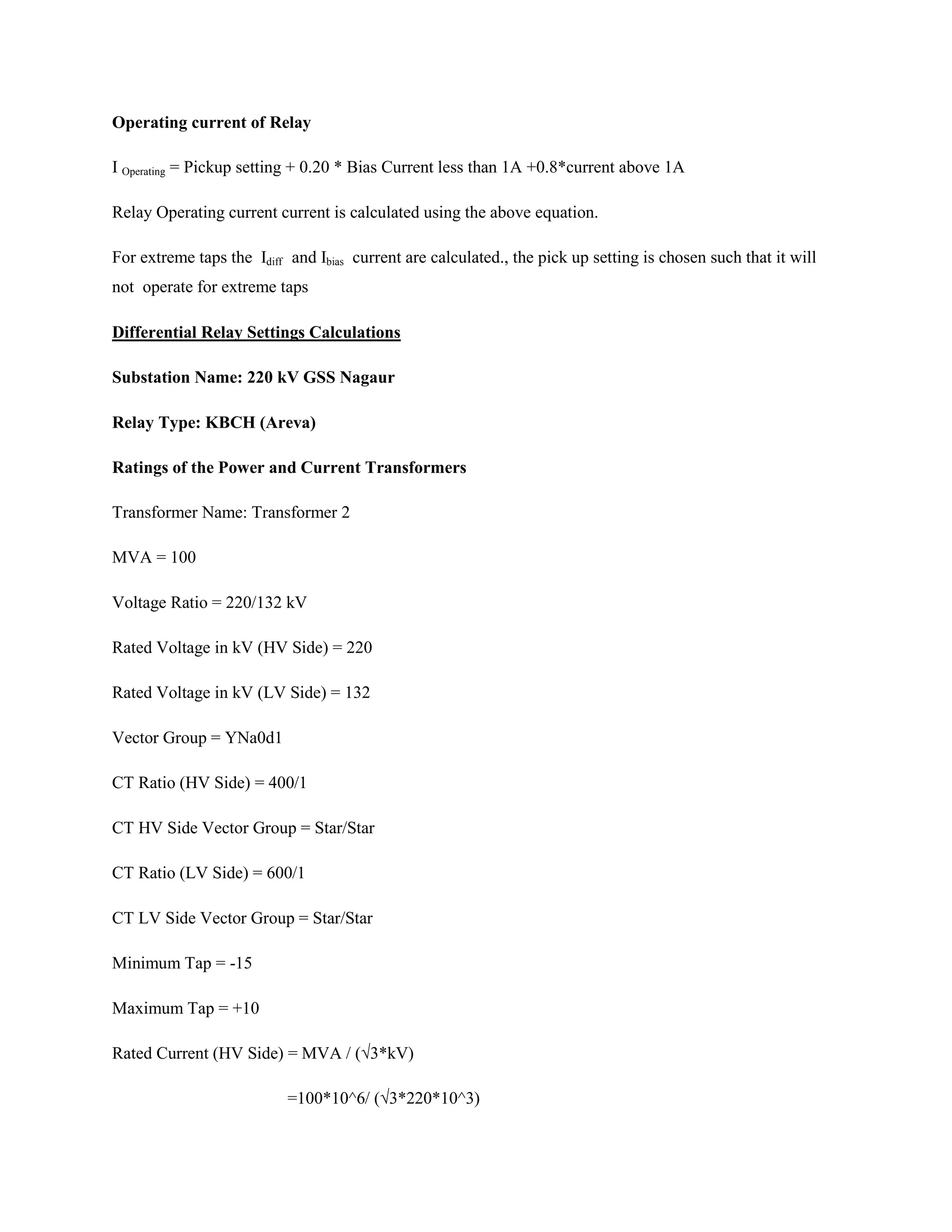 Sample calculation-for-differential-relays | PDF