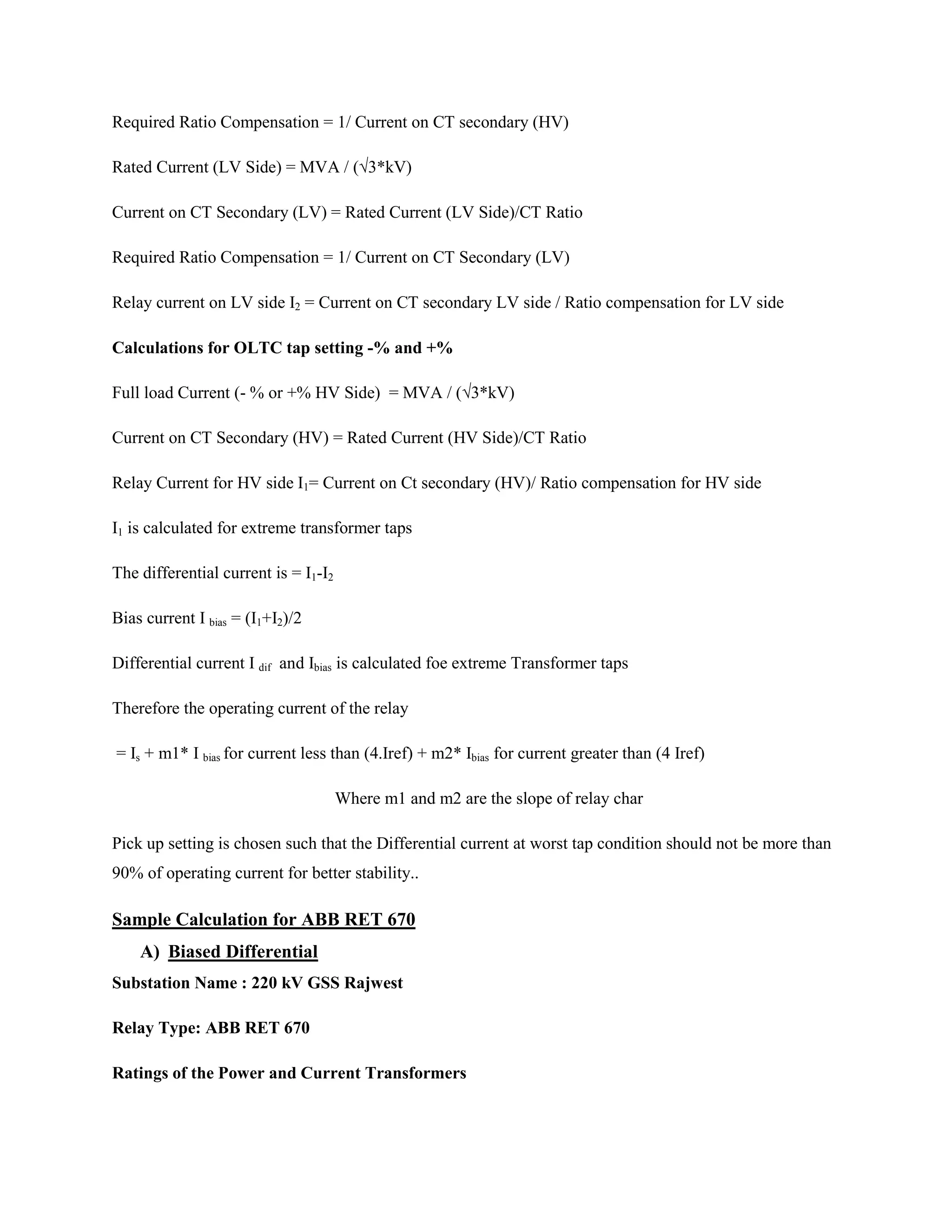 Sample calculation-for-differential-relays | PDF