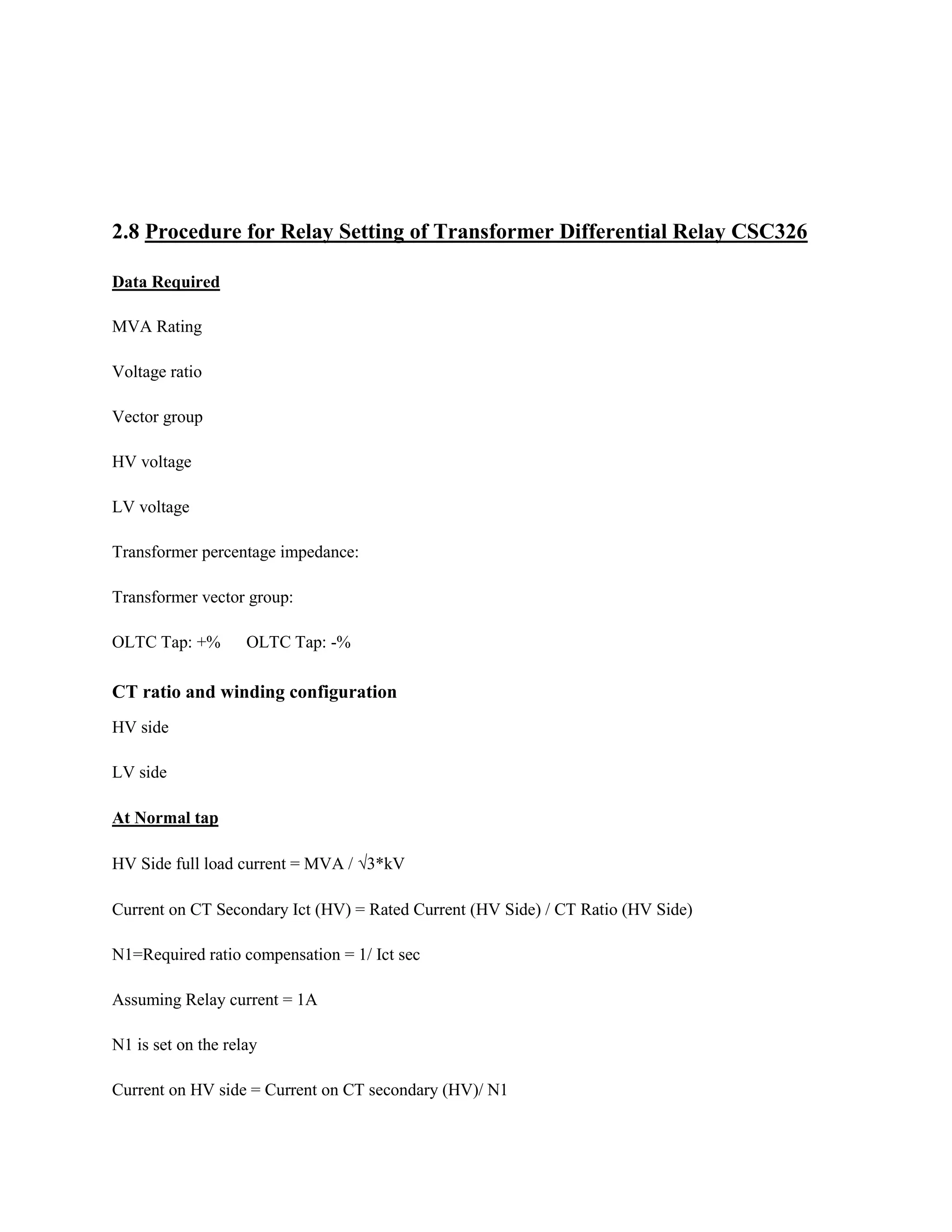 Sample calculation-for-differential-relays | PDF