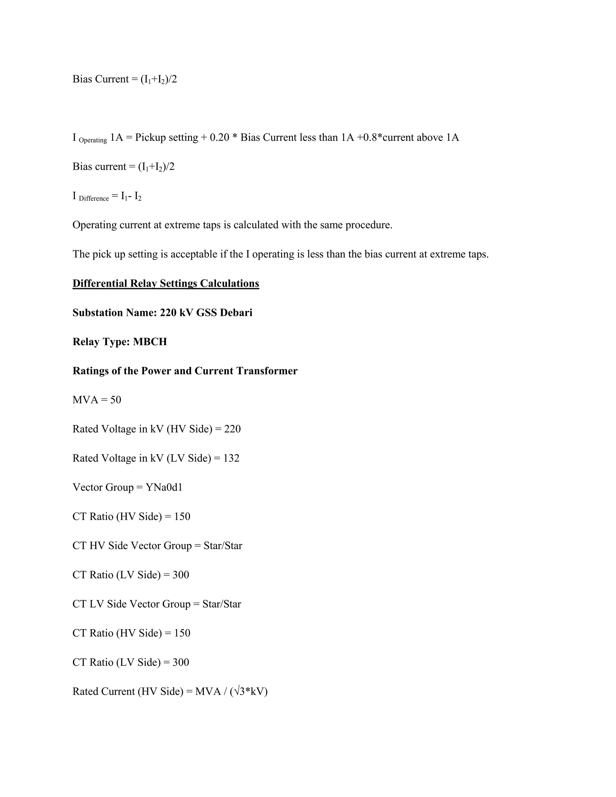 Sample calculation-for-differential-relays | PDF