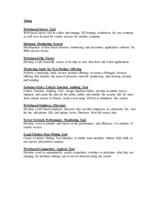 Sample Capstone Projects from 2005 | DOCX