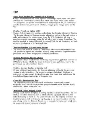 Sample Capstone Projects from 2005 | DOCX