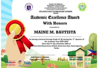 sample-certificate for academic excellence awardeee | PPTX