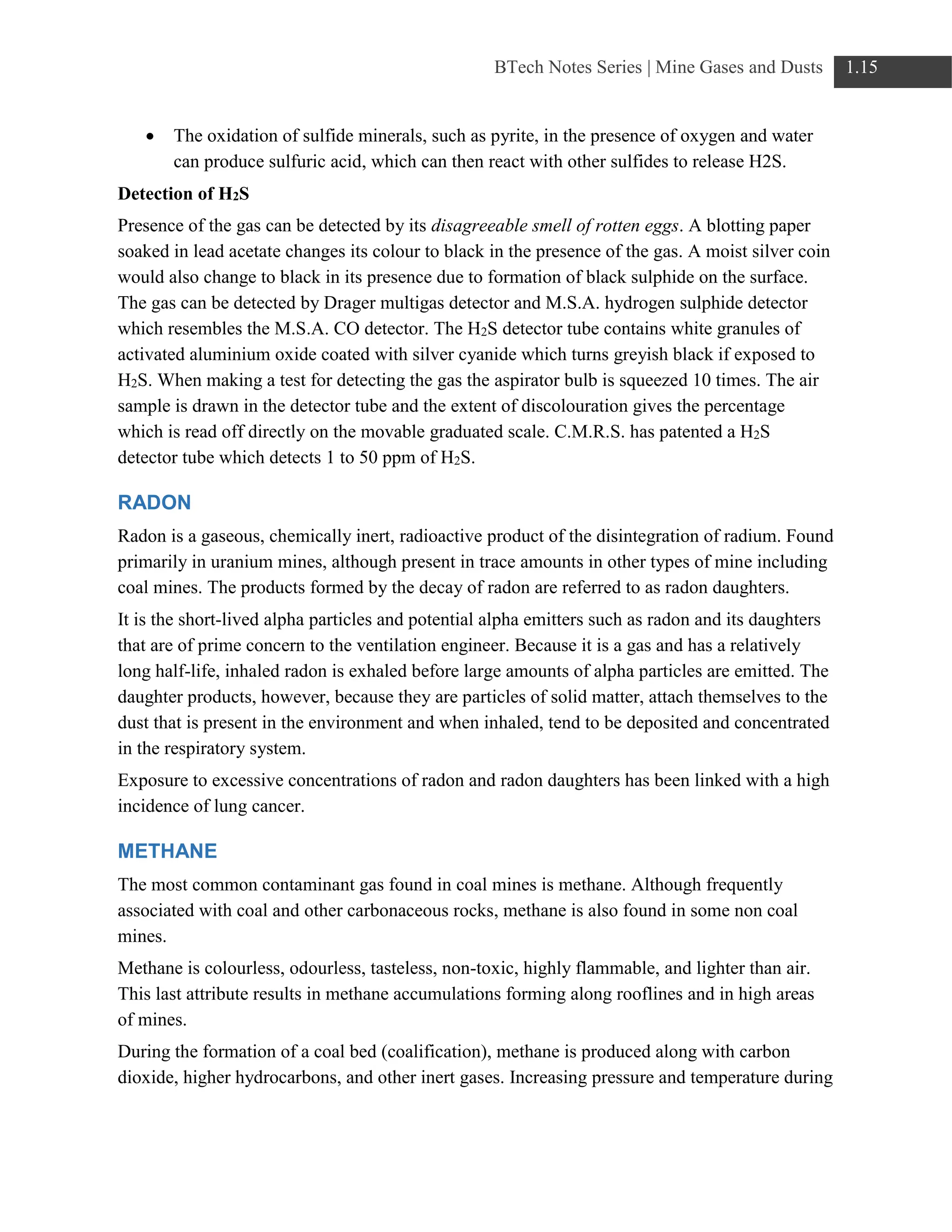 Mine Ventilation (Mine Environment Engineering): Mine Gases and Dusts | PDF