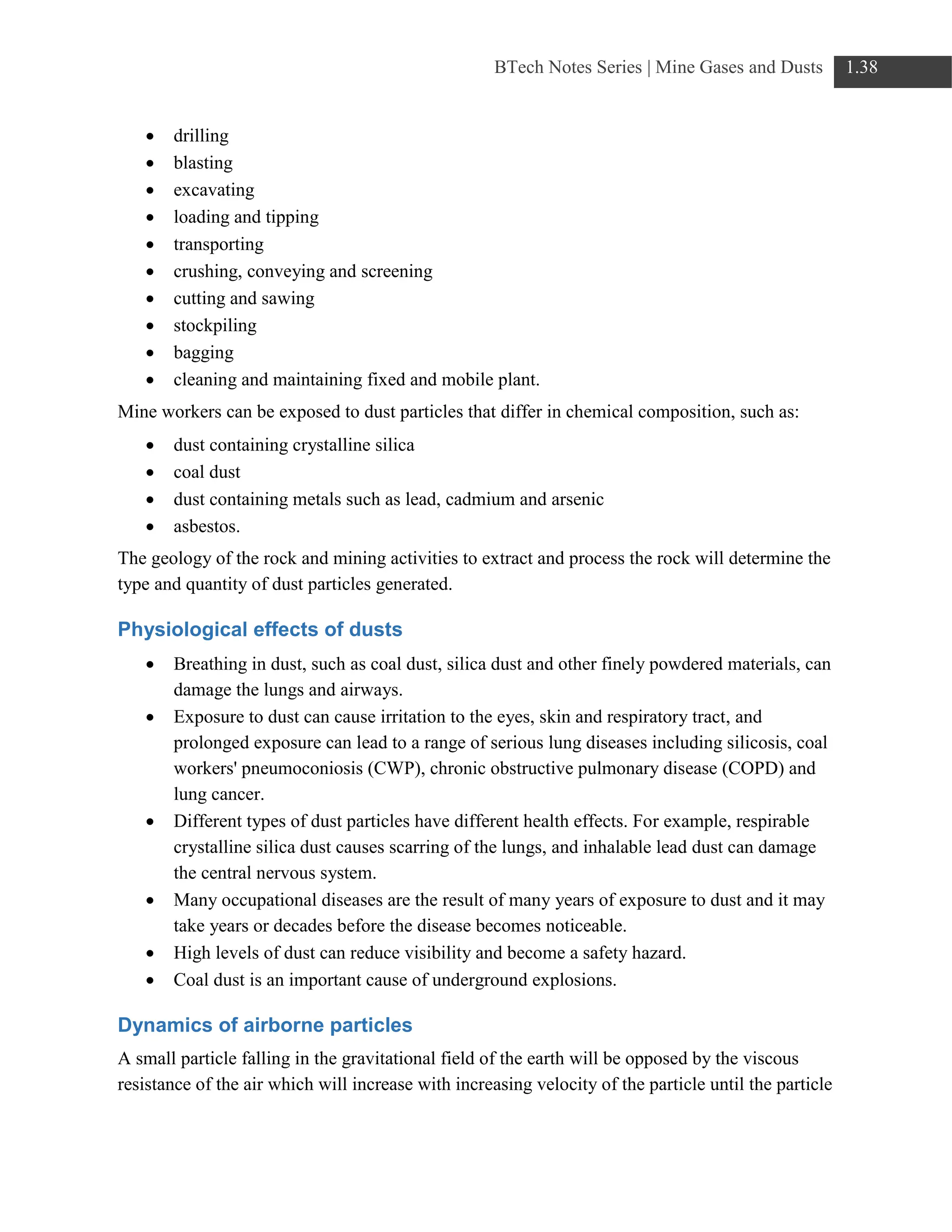 Mine Ventilation (Mine Environment Engineering): Mine Gases and Dusts | PDF