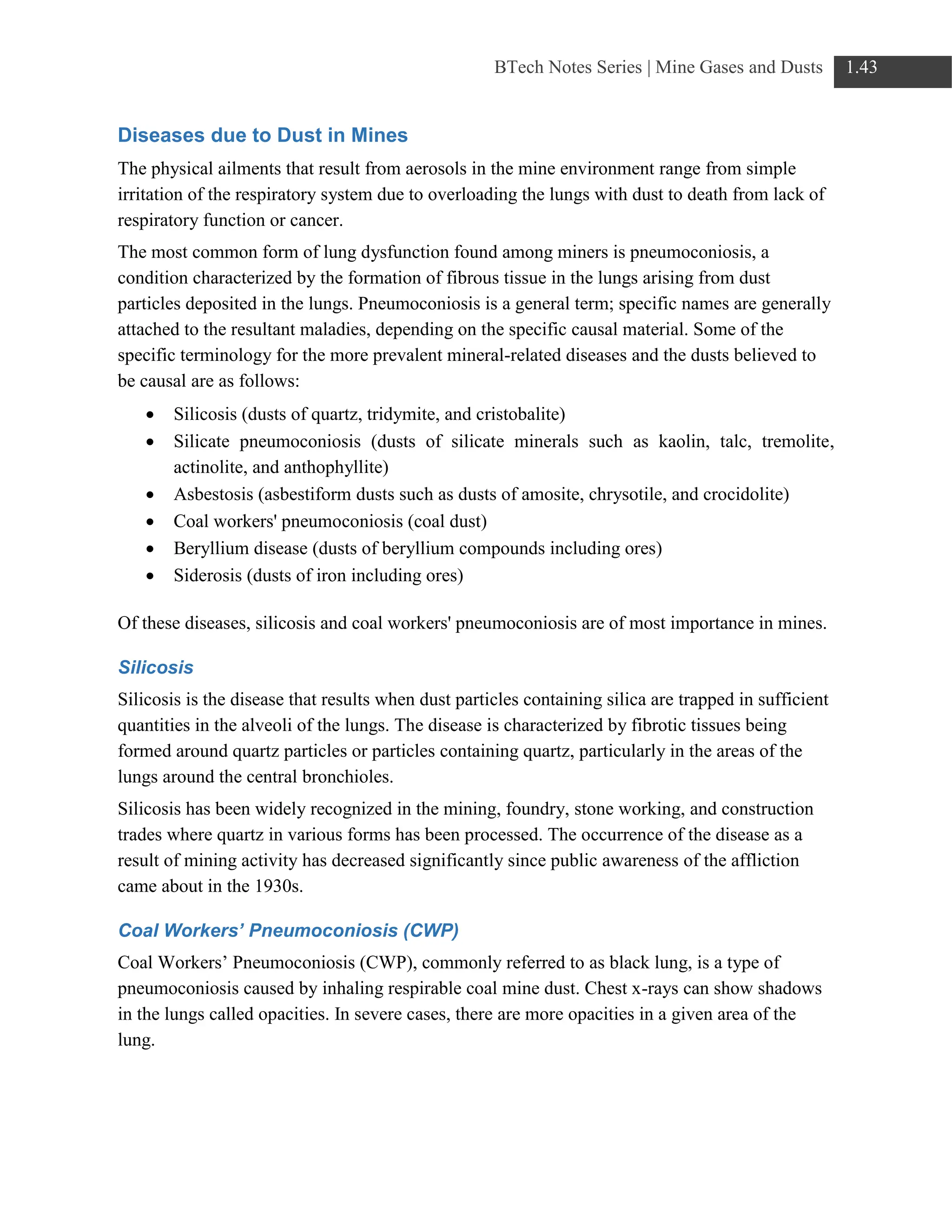 Mine Ventilation (Mine Environment Engineering): Mine Gases and Dusts | PDF