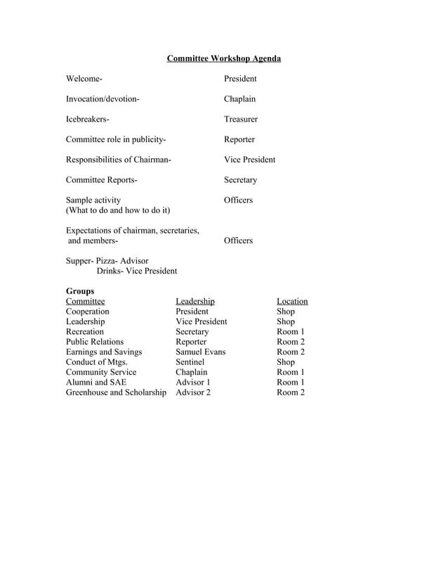 Sample committee-workshop-agenda | DOC