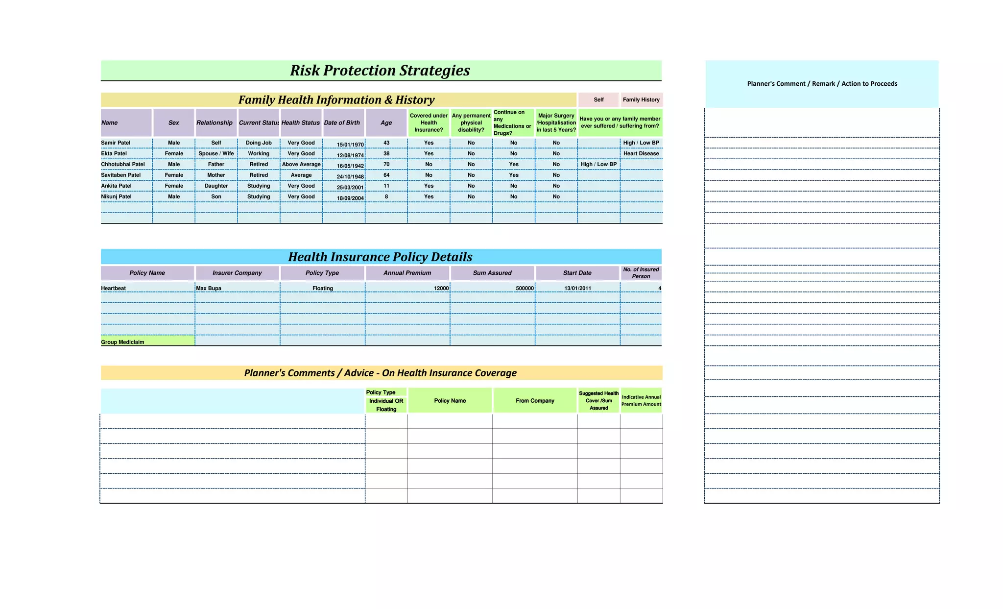 Sample Comprehensive Personal Financial Plan Created in Excel based ...