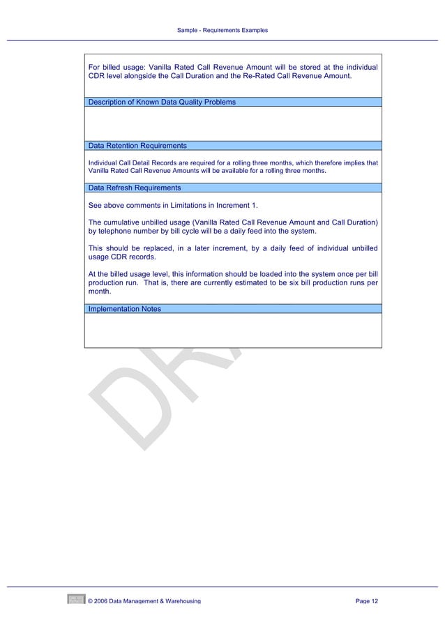 Sample - Data Warehouse Requirements | PDF | Databases | Computer ...