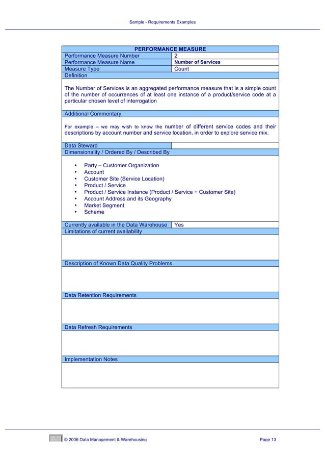 Sample - Data Warehouse Requirements | PDF | Databases | Computer ...