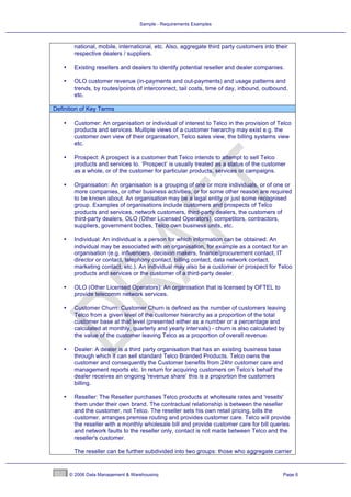 Sample - Data Warehouse Requirements | PDF