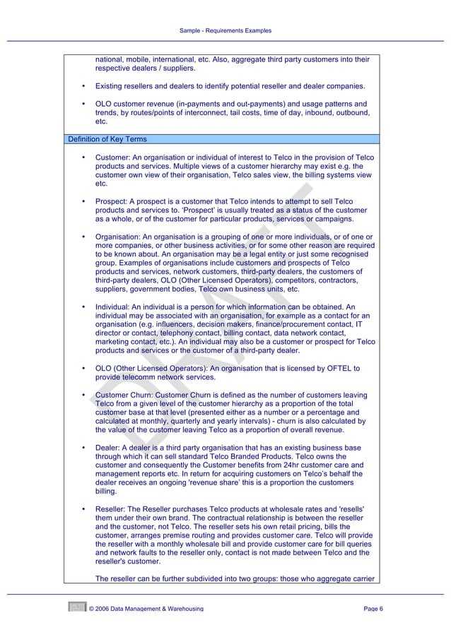 Sample - Data Warehouse Requirements | PDF | Databases | Computer ...