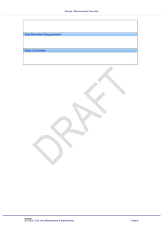 Sample - Data Warehouse Requirements | PDF