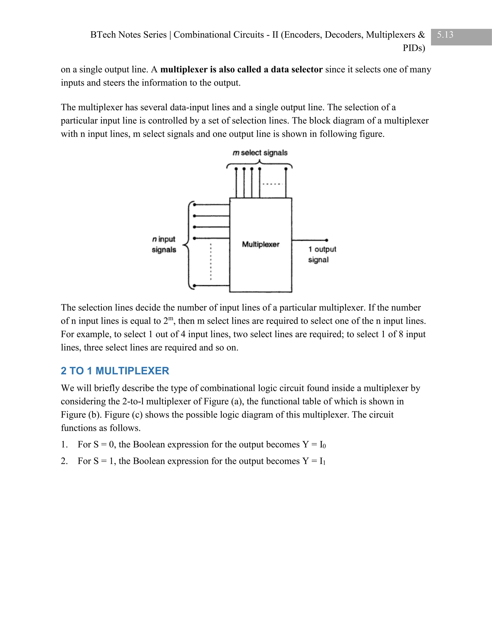 Combinational Circuits - II (Encoders, Decoders, Multiplexers & PIDs).pdf