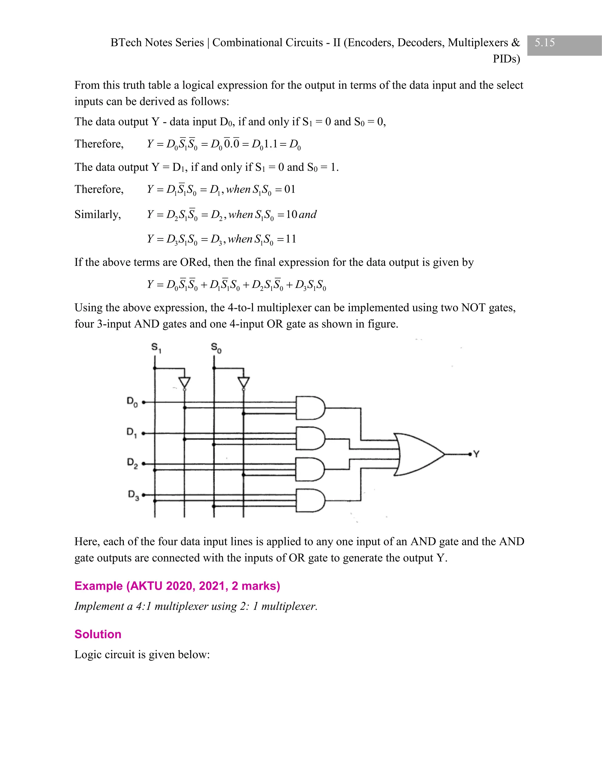 Combinational Circuits - II (Encoders, Decoders, Multiplexers & PIDs).pdf