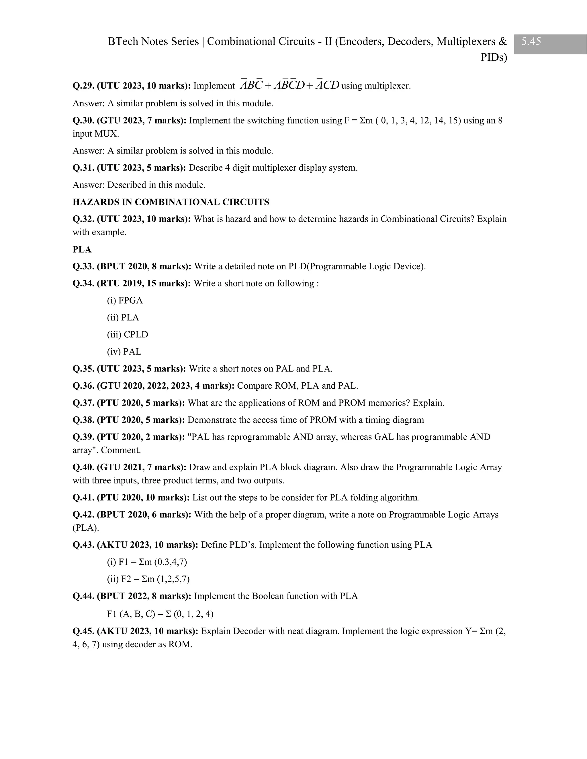 Combinational Circuits - II (Encoders, Decoders, Multiplexers & PIDs).pdf