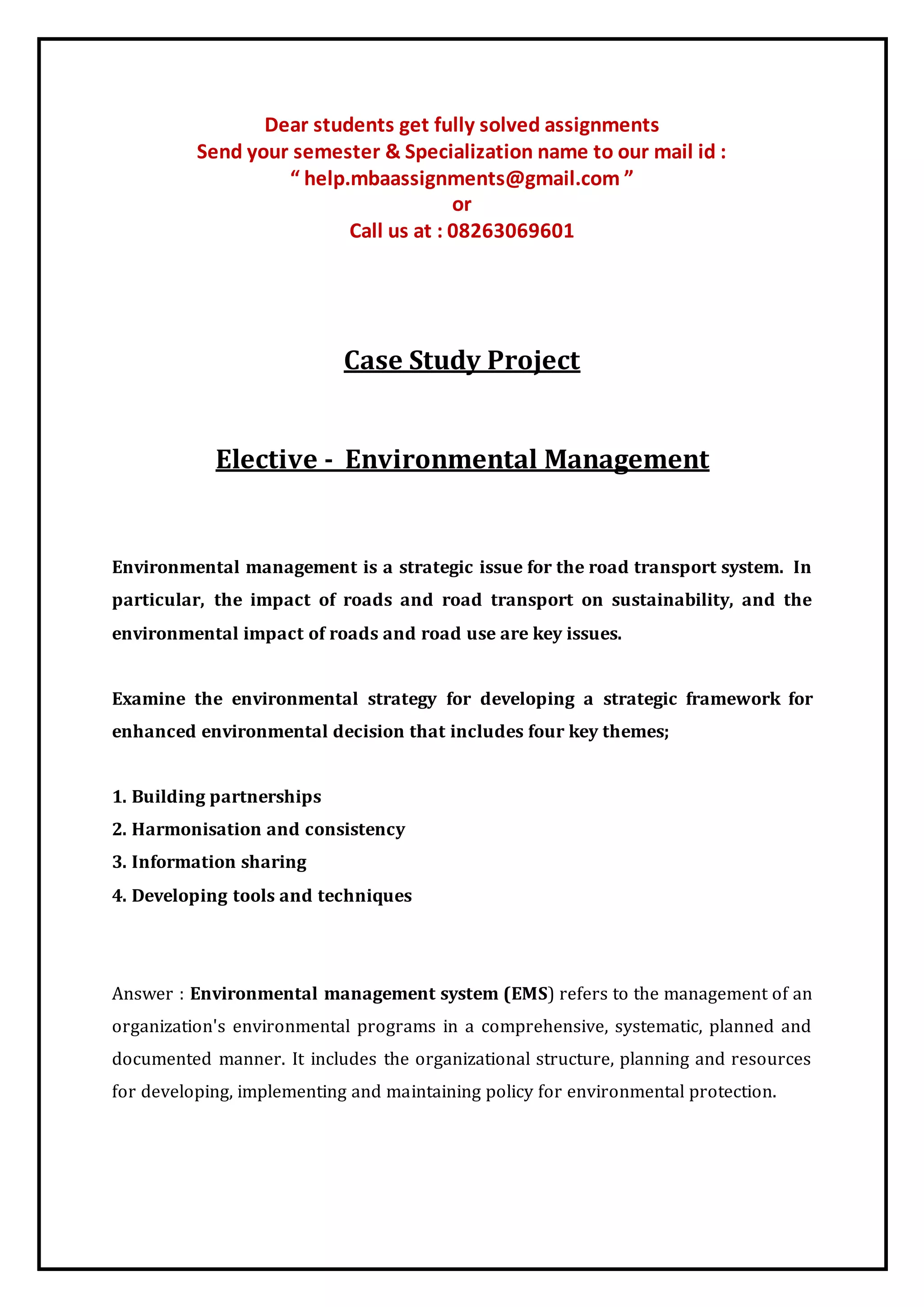 Sample elective - environmental management | DOCX