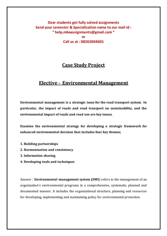 Sample elective - environmental management | PDF