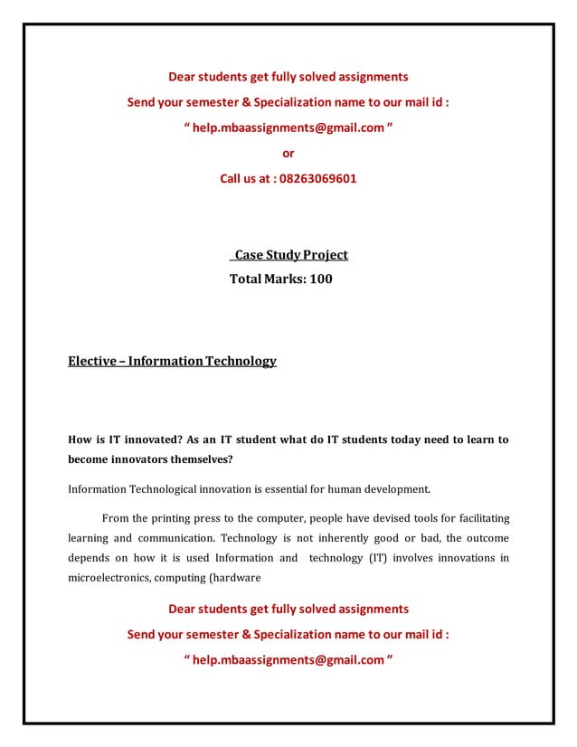 Sample elective – information technology | DOCX | Email | Internet
