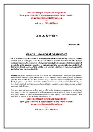 Sample elective – investment management | DOCX