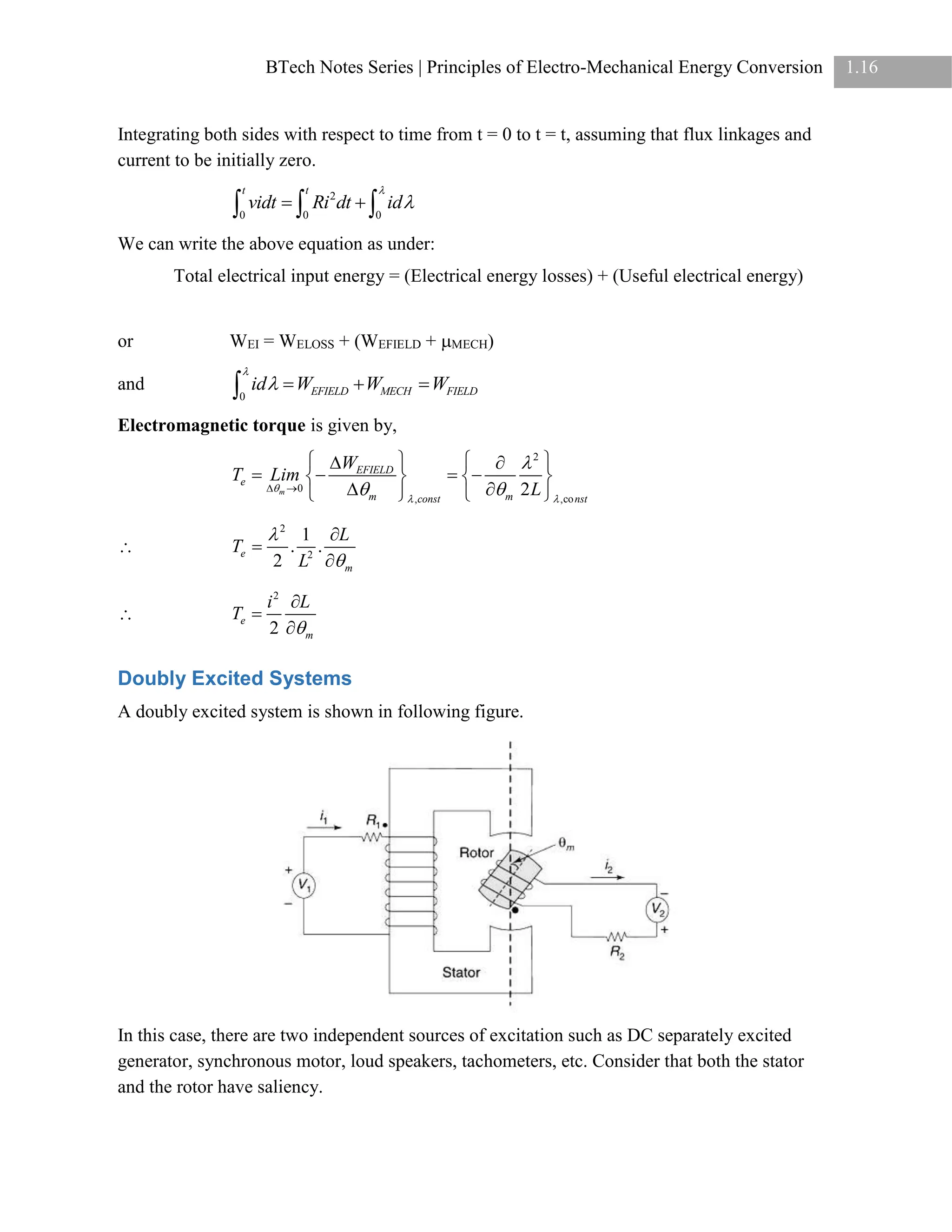 Principles of Electro-Mechanical Energy Conversion | PDF