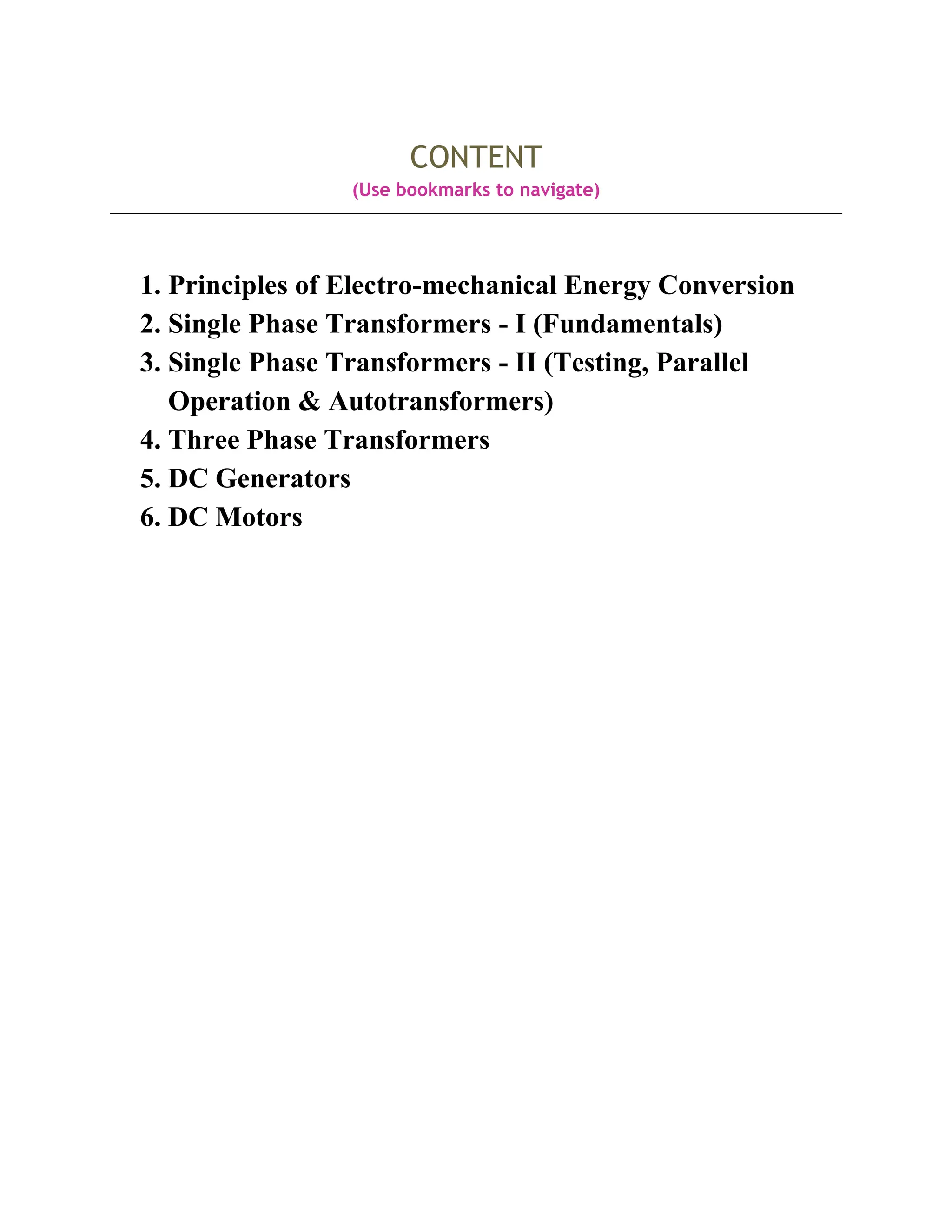Principles of Electro-Mechanical Energy Conversion | PDF