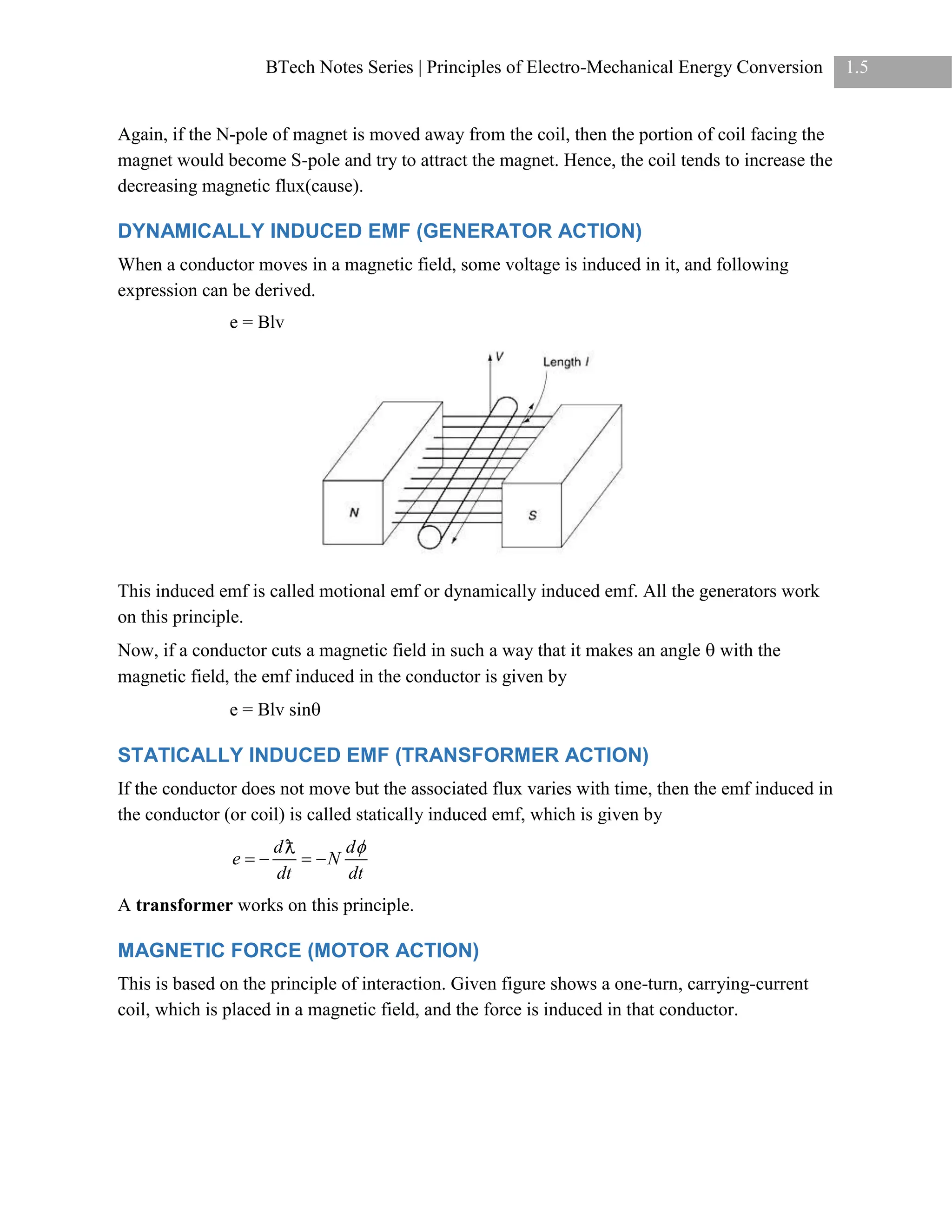 Principles of Electro-Mechanical Energy Conversion | PDF