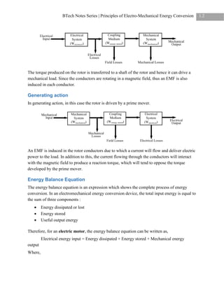 Principles of Electro-Mechanical Energy Conversion | PDF