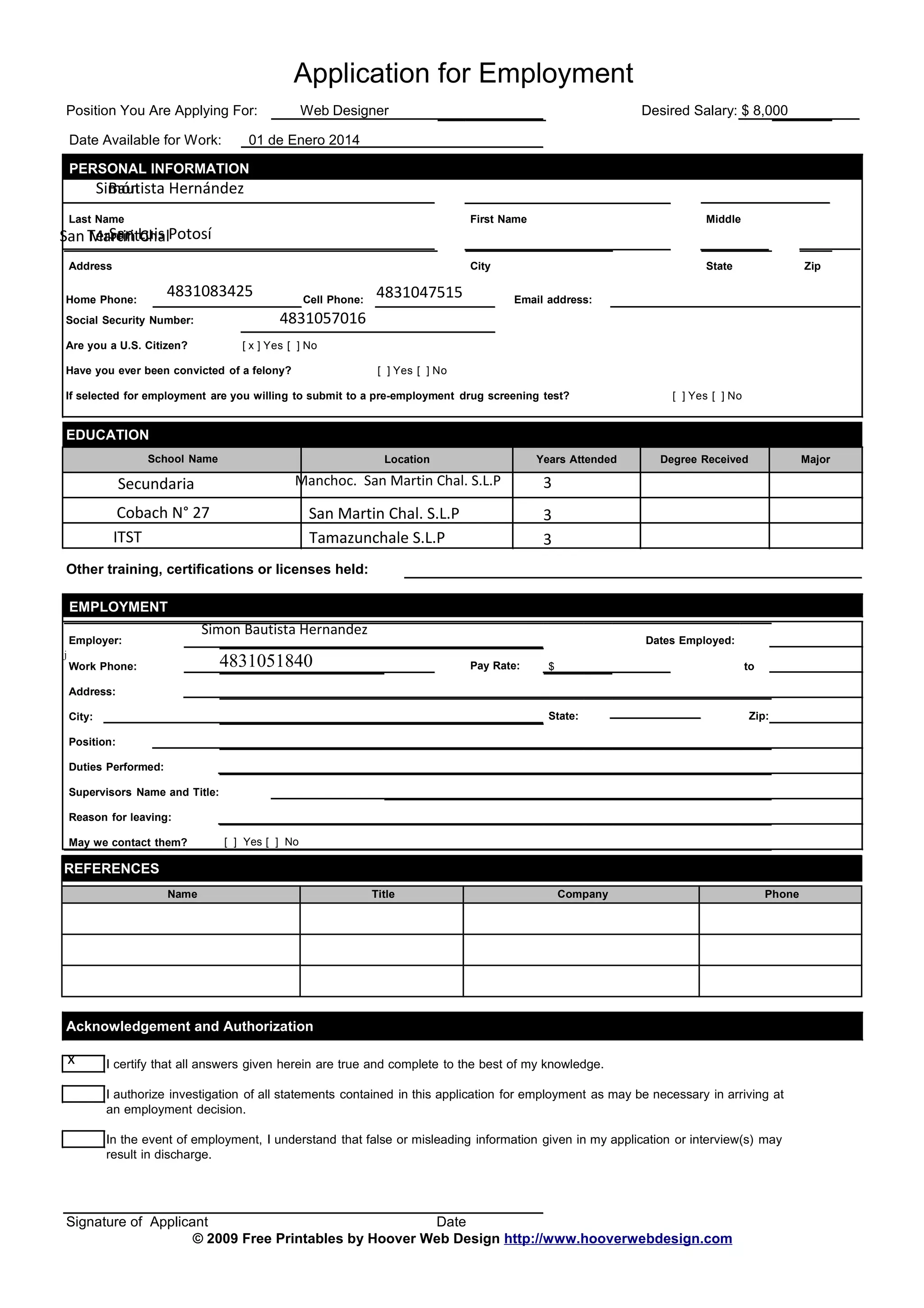 Sample employment-application-form-template | DOC