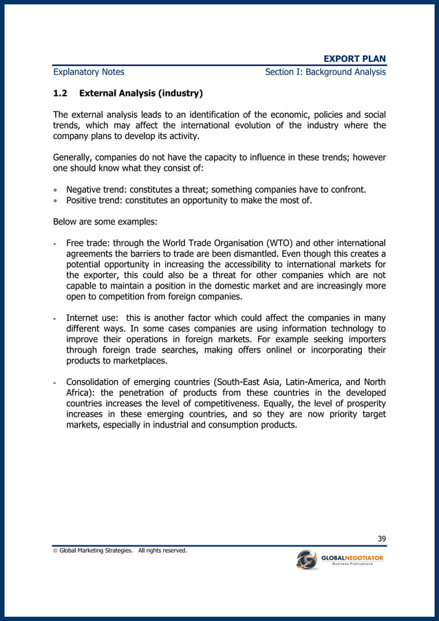 EXPORT PLAN - Template and Example | PDF