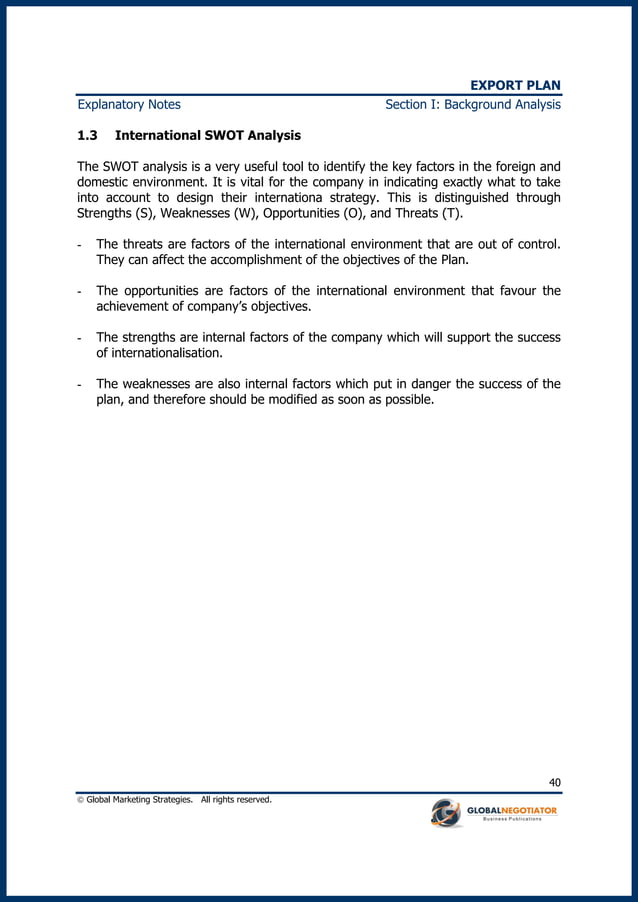 EXPORT PLAN - Template and Example | PDF