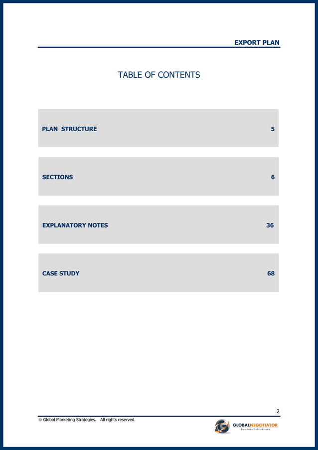 EXPORT PLAN - Template and Example | PDF